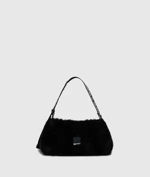 KL JEANS Box Logo Furry Shoulder Bag - Black