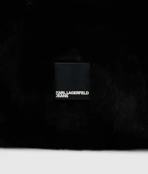 KL JEANS Box Logo Furry Shoulder Bag - Black