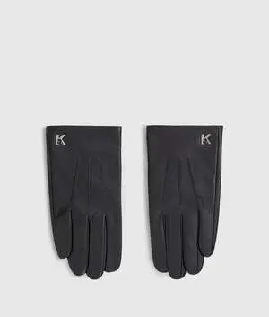 Karl Lagerfeld K Logo Leather Gloves - Black
