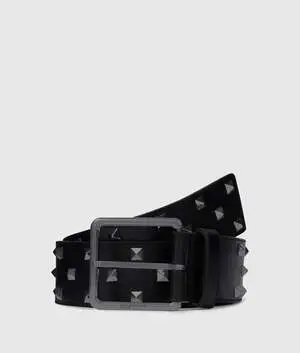 KL JEANS Studded Leather Belt - Black