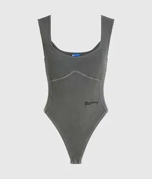 Karl Lagerfeld Ribbed Organic Cotton Jersey Bodysuit