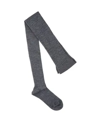 JIL SANDER Wool Blend Ribbed Thigh High Socks - Gray