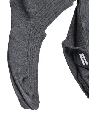 JIL SANDER Wool Blend Ribbed Thigh High Socks - Gray