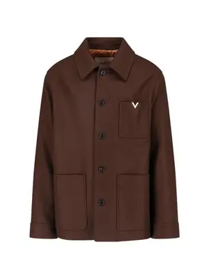 Valentino Garavani Jacket In Virgin Wool "vgold - Brown