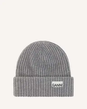 GANNI Beanie Hat - Grey