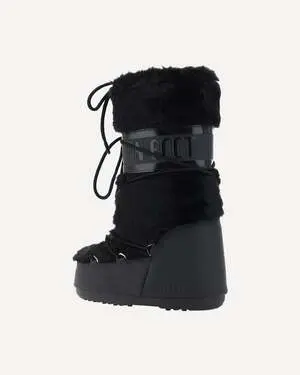 Moon Boot Icon Faux Fur Boots - Black