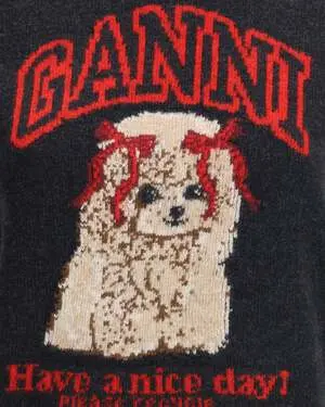 GANNI Graphic Wool Vest Feale - Black