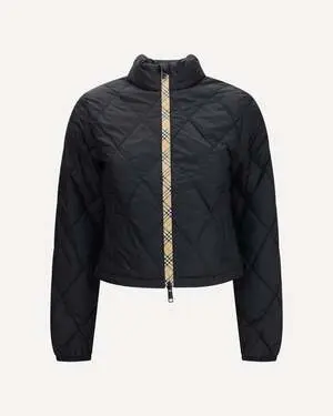 Burberry Bramford Quilted Nylon Jacket With Check Tape - Black