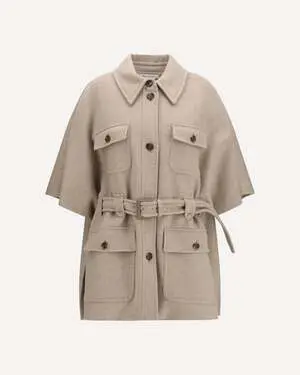 Max Mara Cashmere Cape With Belt - Beige