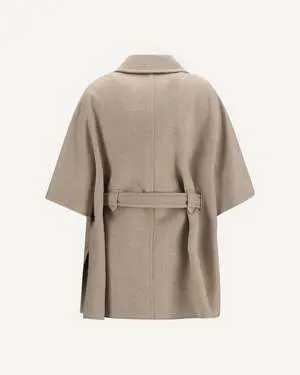 Max Mara Cashmere Cape With Belt - Beige