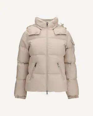 Moncler Fourmines Hooded Short Down Jacket - Beige