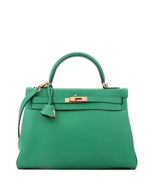 Hermès Kelly 32 Handbag Green Evercolor With Gold Hardware