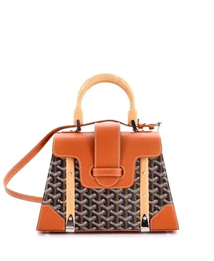 Goyard Pm Saigon Top Handle Bag Coated Canvas With Leather - Brown