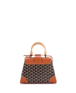 Goyard Pm Saigon Top Handle Bag Coated Canvas With Leather - Brown