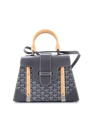 Goyard Pm Saigon Top Handle Bag Coated Canvas With Leather - Gray