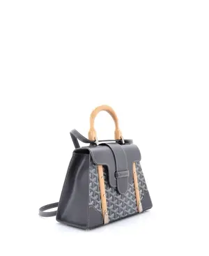 Goyard Pm Saigon Top Handle Bag Coated Canvas With Leather - Gray