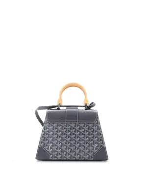 Goyard Pm Saigon Top Handle Bag Coated Canvas With Leather - Gray