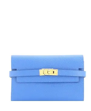 Hermès Medium Kelly Trifold Wallet Epsom - Blue