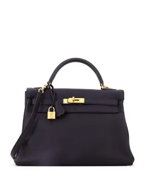 Hermès Kelly 32 Handbag Black Togo With Gold Hardware - Noir