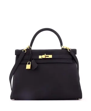 Hermès Kelly 32 Handbag Black Togo With Gold Hardware - Noir