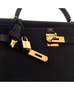 Hermès Kelly 32 Handbag Black Togo With Gold Hardware