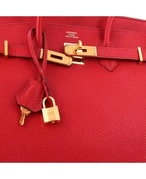 Hermès Birkin 35 Handbag Red Togo With Gold Hardware
