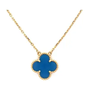 VAN CLEEF & ARPELS Vintage Alhambra Pendant Necklace 18k Gold And Agate, 16