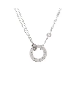 CARTIER 2 Diamonds Love Pendant Necklace 18k Gold With Diamonds, 16 - White