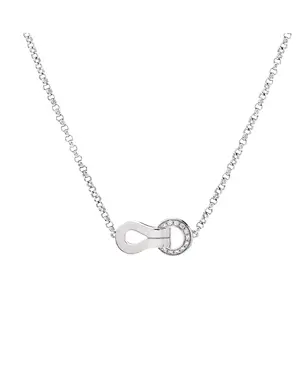 CARTIER Agrafe Pendant Necklace 18k Gold With Diamonds, 15.75 - White