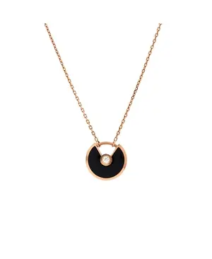 CARTIER Amulette De Pendant Necklace In 18k Rose Gold With Onyx And Diamond - Pink