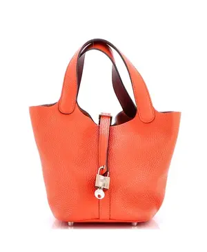 Hermès Pm Eclat Picotin Lock Bag Clemence - Orange
