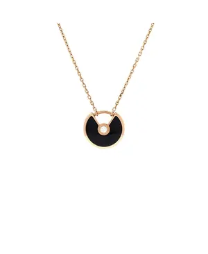 CARTIER Amulette De Pendant Necklace In 18k Rose Gold With Onyx And Diamond - Pink