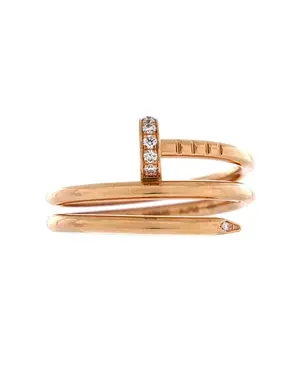 CARTIER Small Juste Un Clou Double Ring 18k Rose Gold And Diamonds - Pink