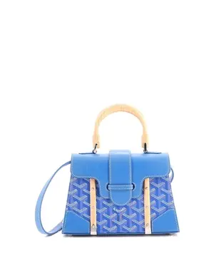 Goyard Structured Saigon Top Handle Bag Coated Canvas With Leather - Blue