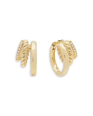 Shashi Charlee Triple Row Hoop Earrings - Gold