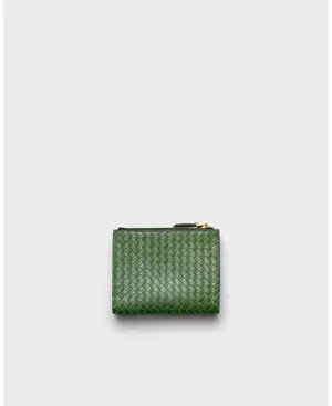 Prada Small Woven Madras Leather Wallet