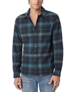 John Varvatos Brindley Plaid Cotton Shirt - Navy