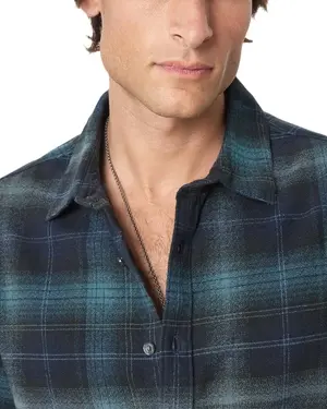 John Varvatos Brindley Plaid Cotton Shirt - Navy
