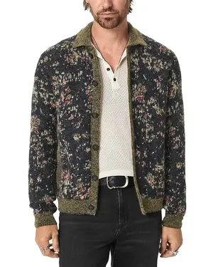 John Varvatos Giverny Floral Cardigan Sweater - Moss