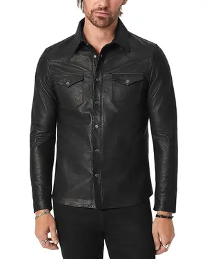 John Varvatos Sage Leather Pocket Shirt