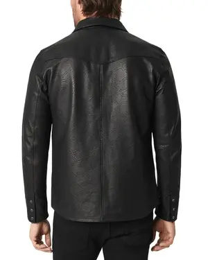 John Varvatos Sage Leather Pocket Shirt