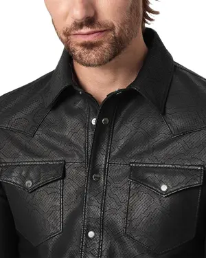 John Varvatos Sage Leather Pocket Shirt