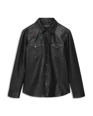 John Varvatos Sage Leather Pocket Shirt