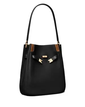 Tory Burch Lee Radziwell Leather Bucket Bag - Black