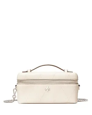 Tory Burch Charlie Quilted Leather Crossbody Bag - Light Cream