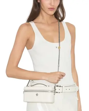 Tory Burch Charlie Quilted Leather Crossbody Bag - Light Cream