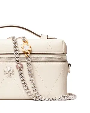 Tory Burch Charlie Quilted Leather Crossbody Bag - Light Cream