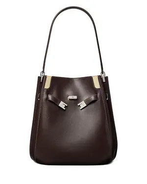 Tory Burch Lee Radziwell Leather Bucket Bag - Cocoa