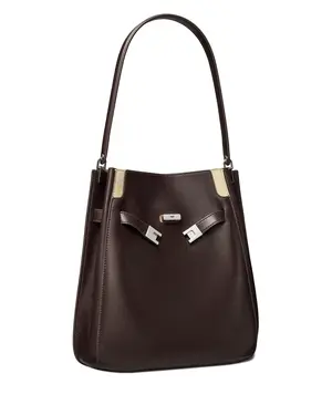 Tory Burch Lee Radziwell Leather Bucket Bag - Cocoa
