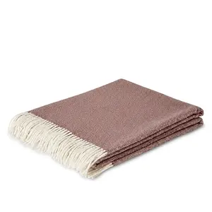 CECCHI E CECCHI Pires Wool-cashmere Fringed Throw Blanket Wine